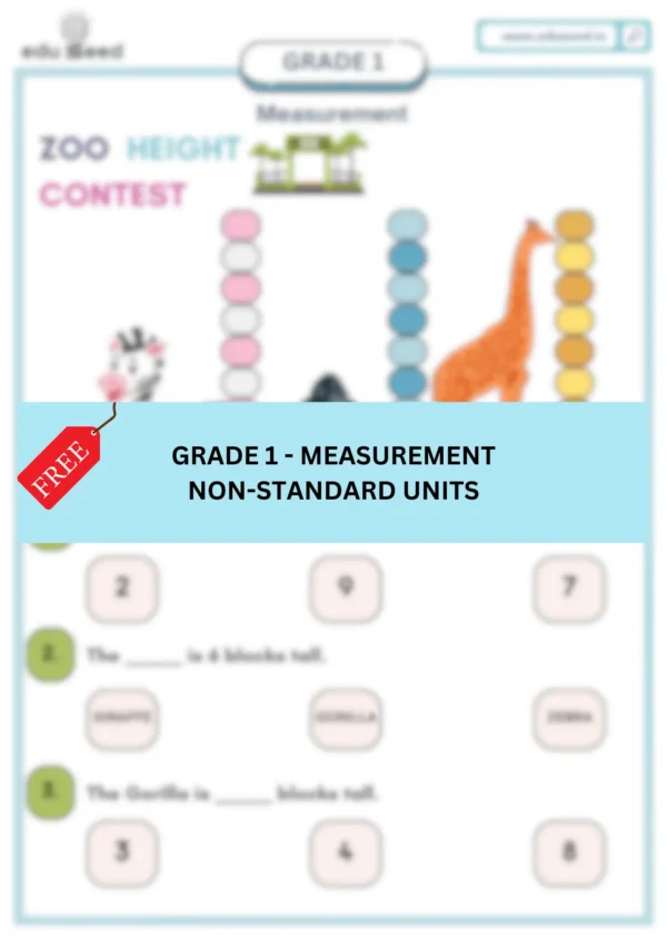 Free Worksheet for Grade 1 - Measurement