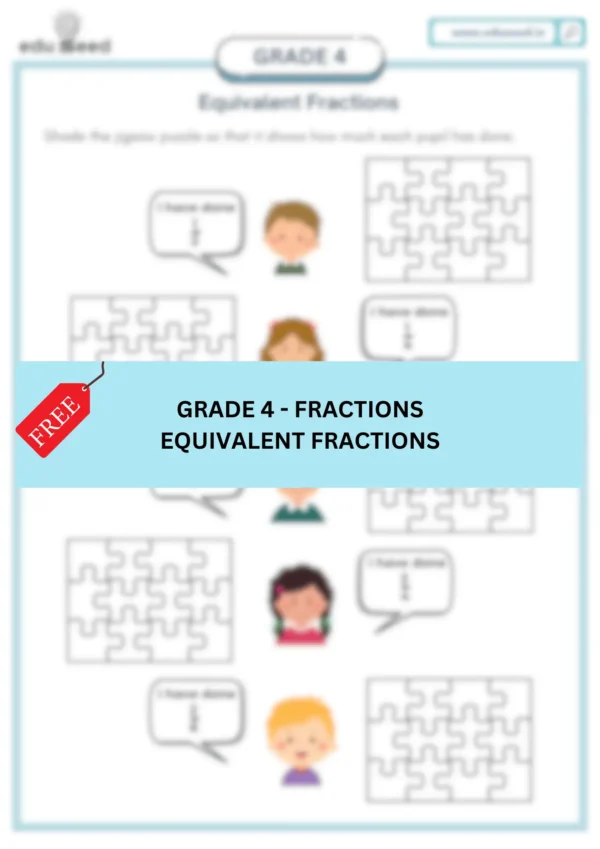 Free worksheet for Grade 4 Equivalent fraction fun colouring activity 2