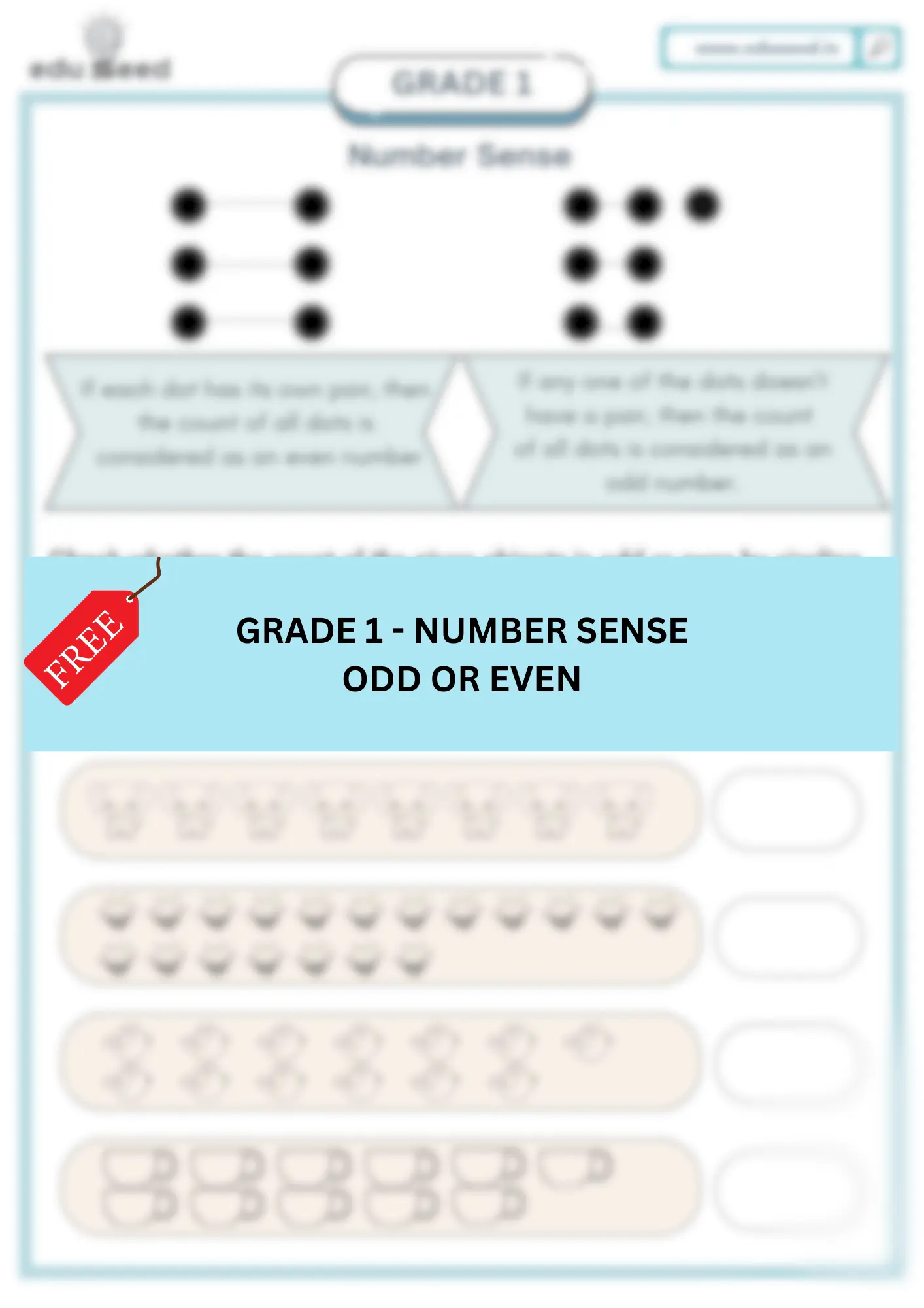 Free Math Worksheet for Grade 1 - Odd or Even