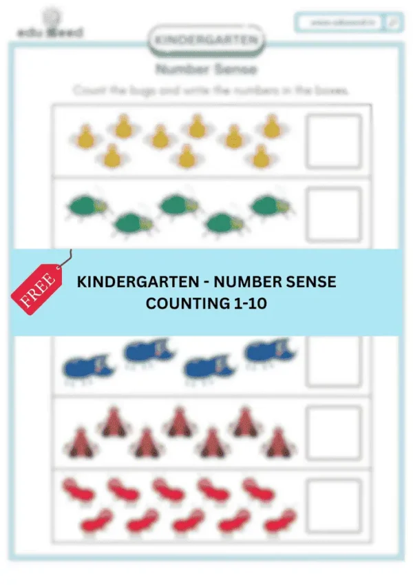 Free Math Worksheet for Kindergarten - Counting 1-10