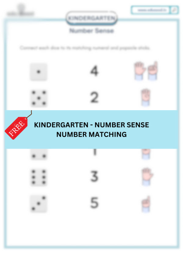 Free Math Worksheet for Kindergarten - Number Matching