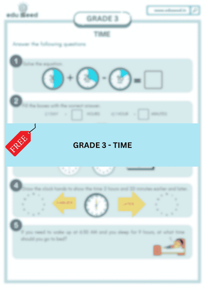 Free Math Worksheet forGrade 3 - Time