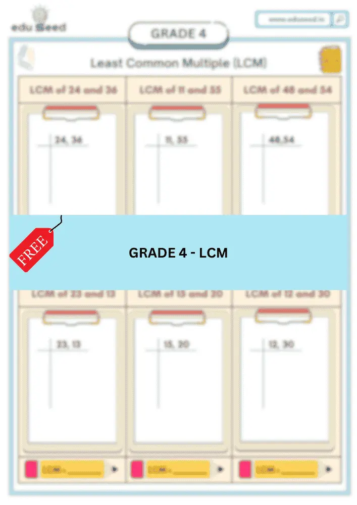 Free Math Worksheet ForGrade 4 - LCM