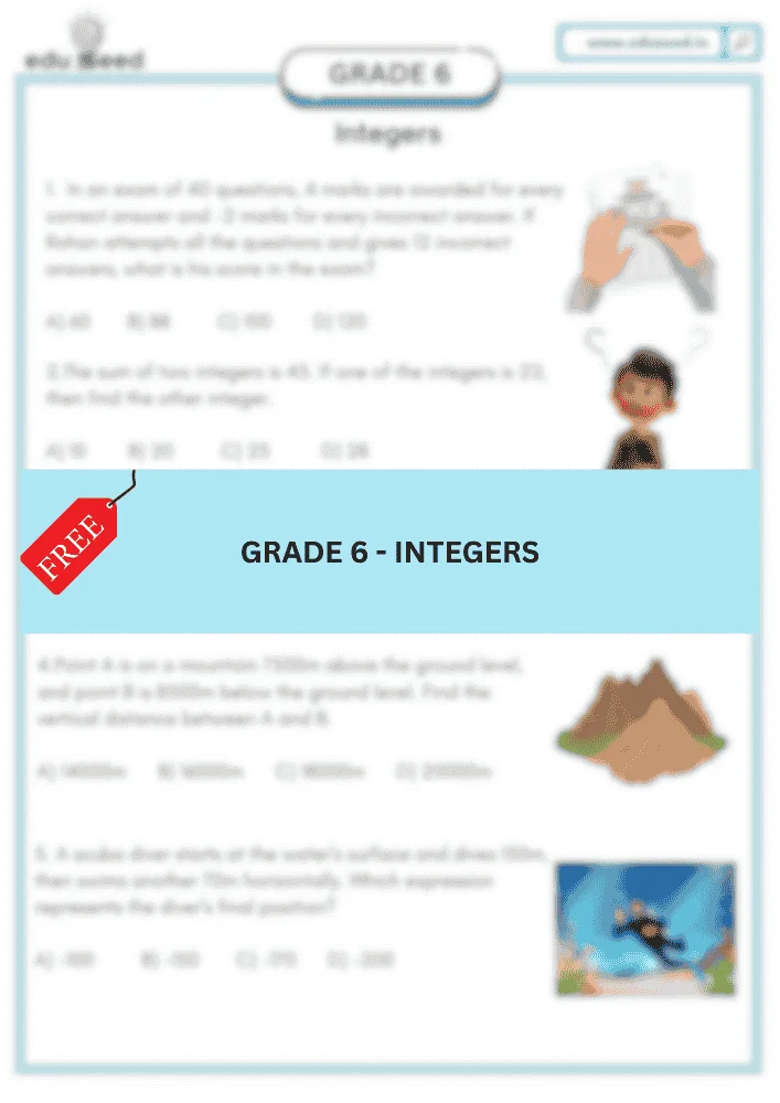 Free Math Worksheet for Grade 6 - Integers Olympiad Questions