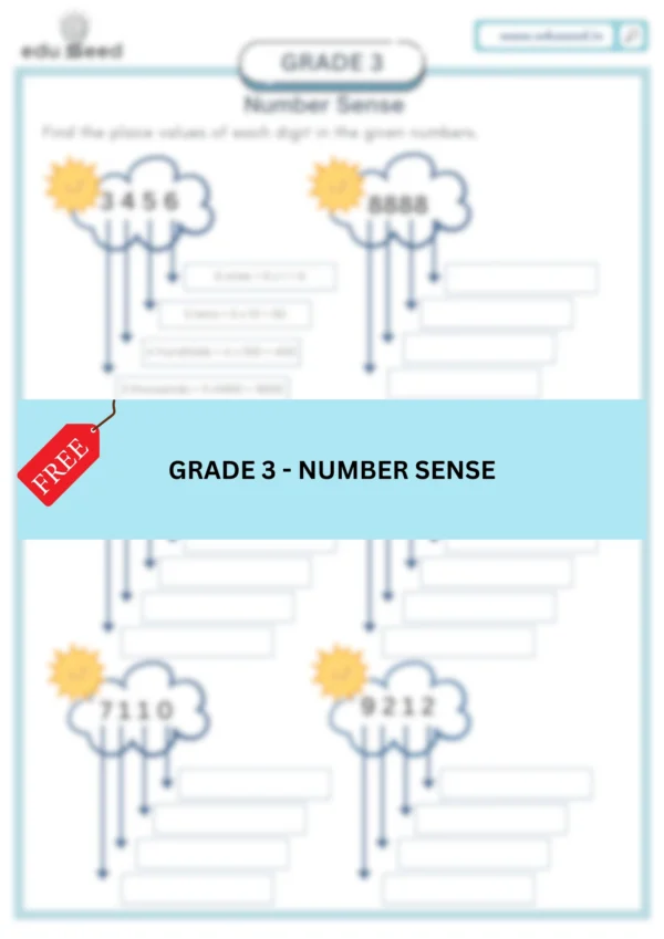 Free Math Worksheet for Grade 3 - Number Sense