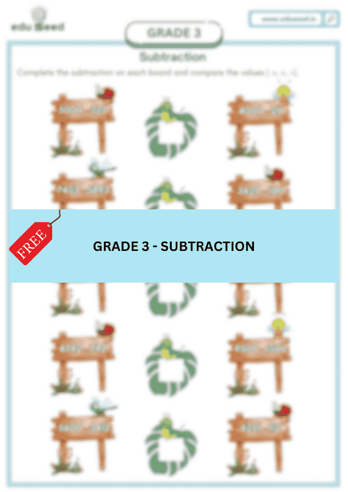 Free Math Worksheet forGrade 3 - Subtraction