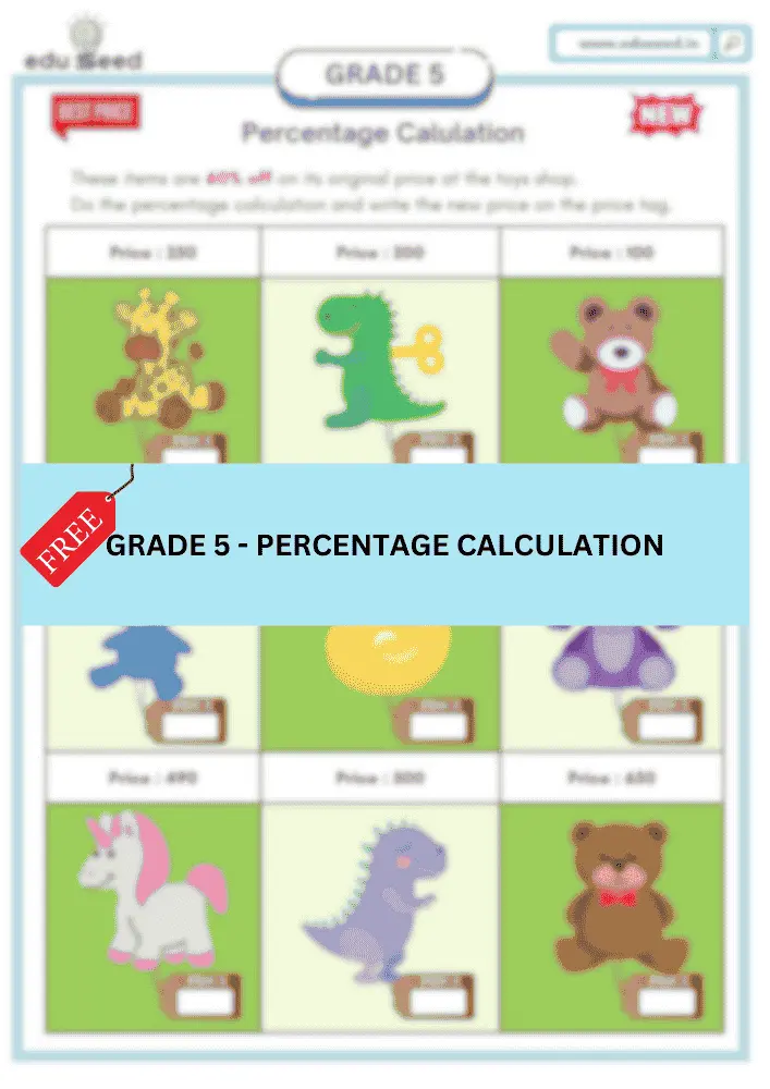 Free Math Worksheet for Grade 5 - Percentage Calculation
