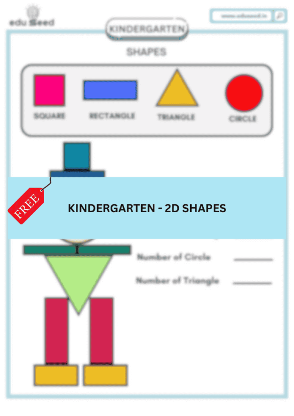 Free Math Worksheet for Kindergarten - 2D Shapes